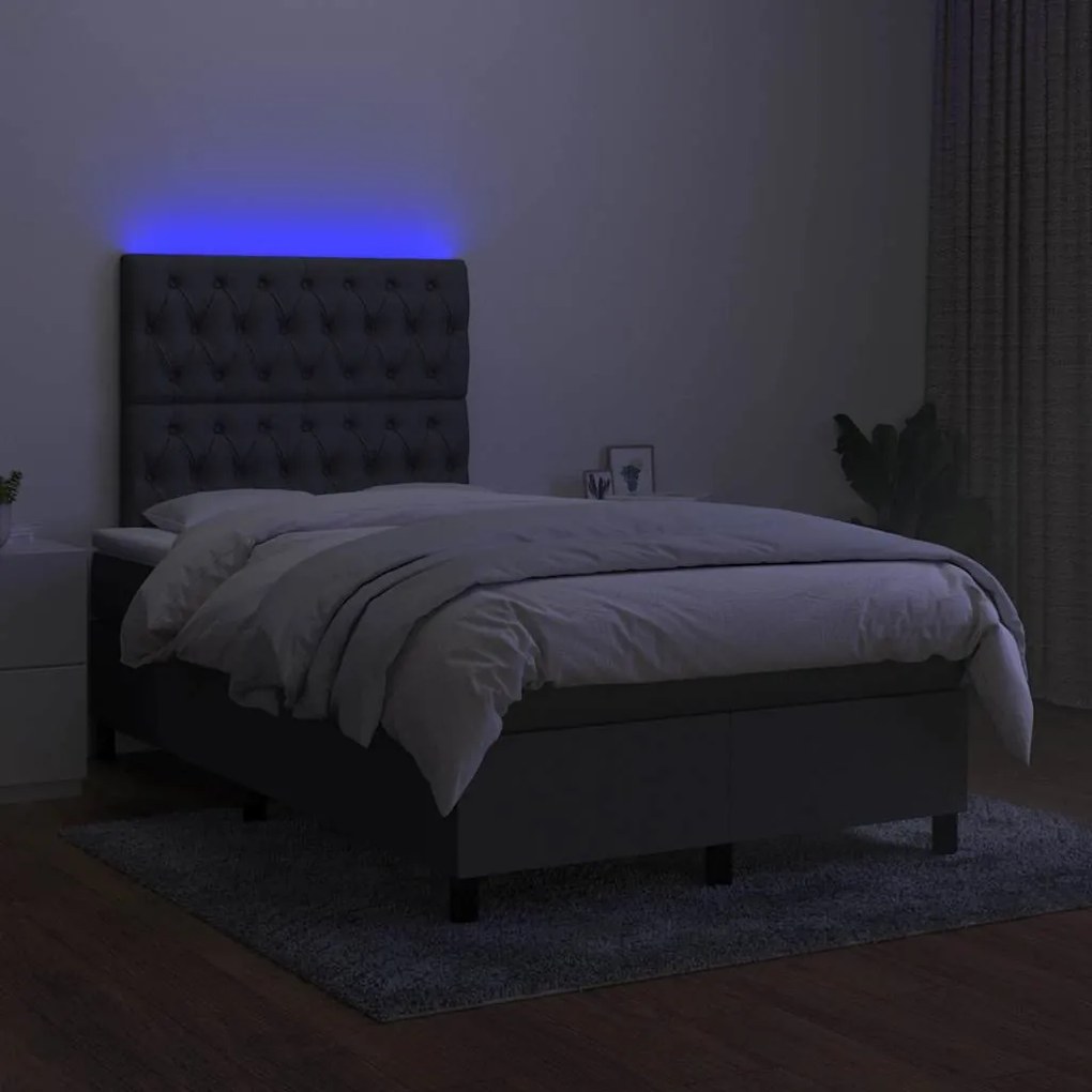 Box spring postel s matrací a LED tmavě šedá 120x190 cm textil 3270219