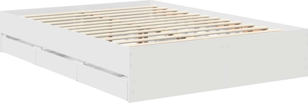 Rám postele se zásuvkou Bílá 140 x 190 cm Dřevěný materiál 3412185
