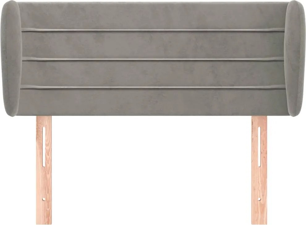 Čelo postele typu ušák světle šedé 83x23x78/88 cm samet 3117314