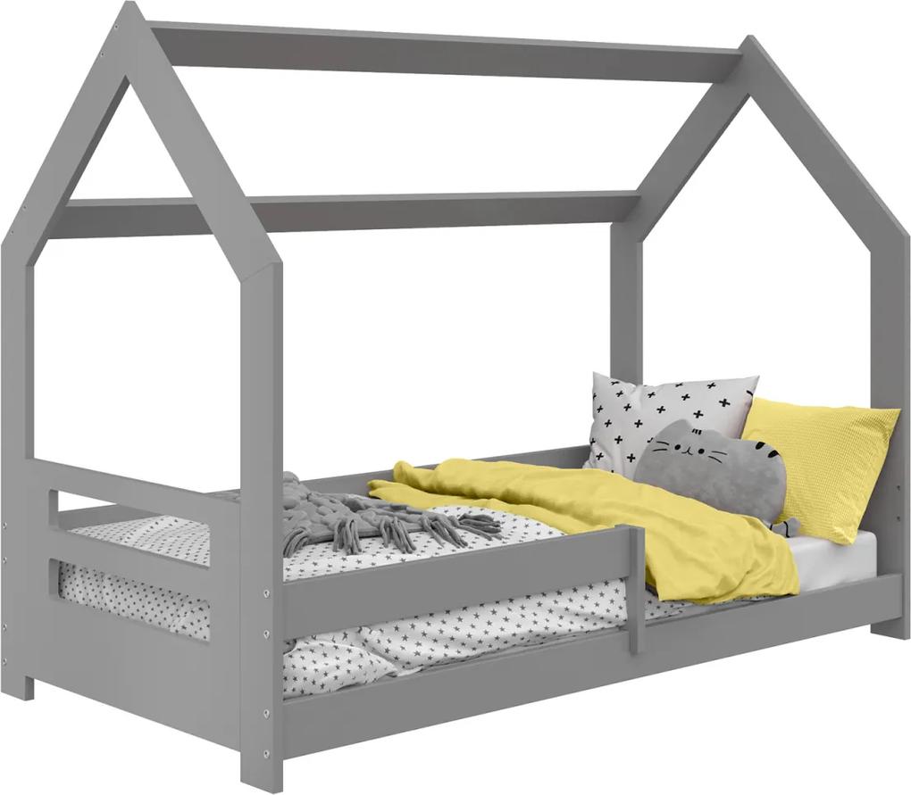 AMI nábytek Dětská postel DOMEČEK D5B 160 x 80 cm masiv šedá