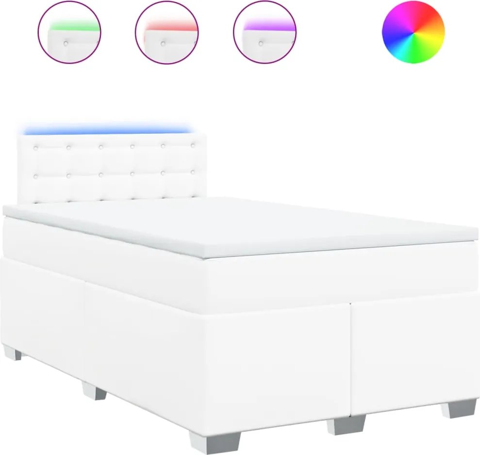 Box spring postel s matrací bílá 120x200 cm umělá kůže 3288417