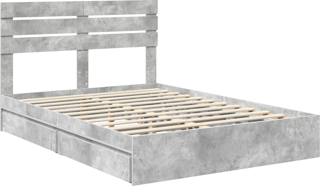 Postel s úložným prostorem s čelo Betonově šedá 150 x 200 cm 3411561