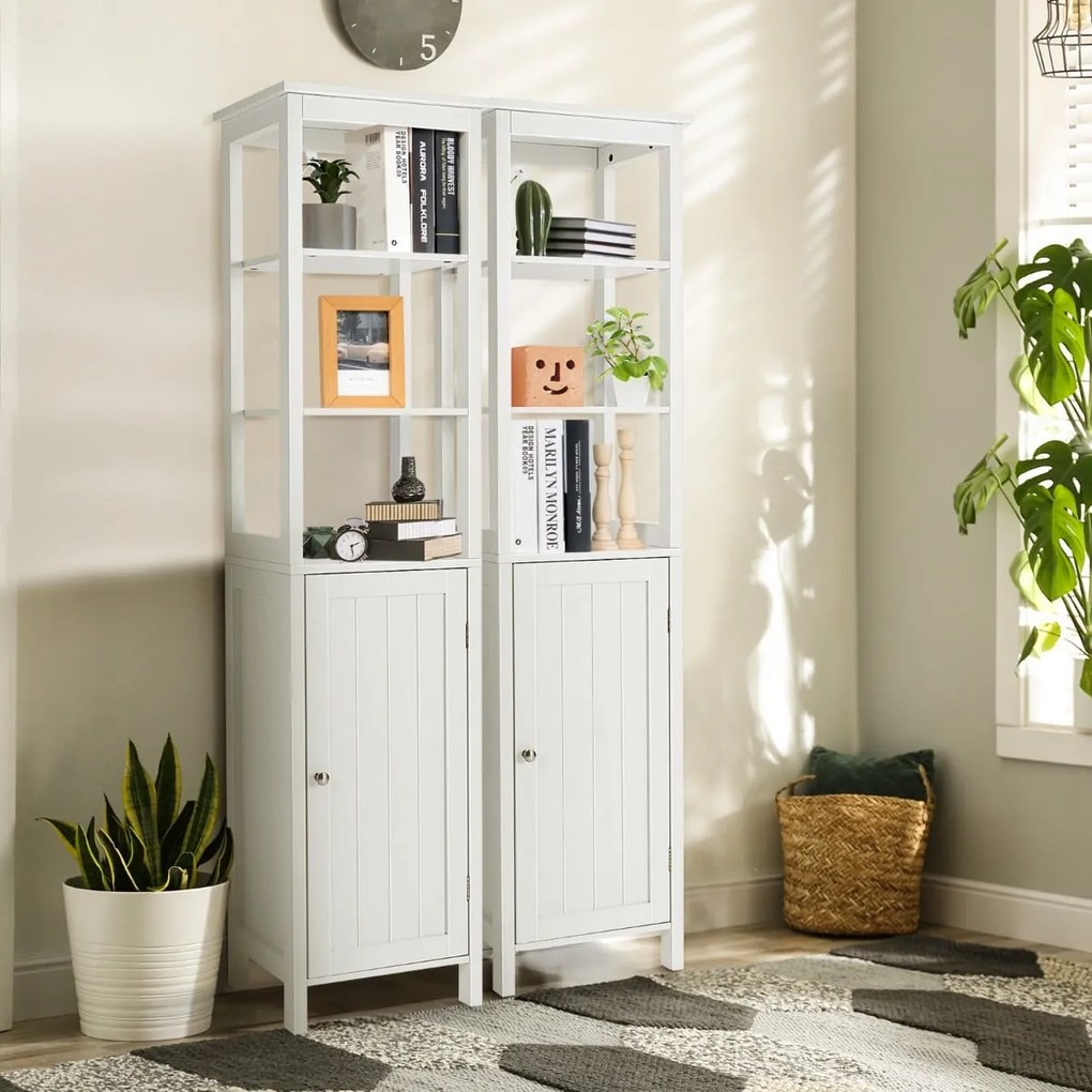 Costway 5patrová úzká vysoká skříňka s 3 polohovou policí – 40 × 32 × 161,5 cm