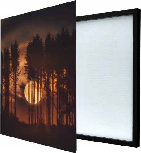 Podsvícený Obraz Východ Měsíce rámeček černý Elegance Slim 30x40cm Led