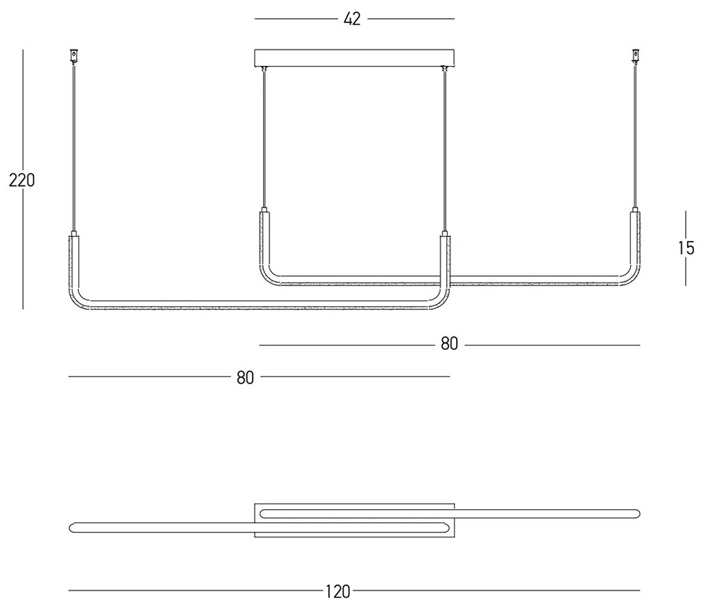 Zambelis 22010 závěsné LED svítidlo matně černé, 40W, 3000k, 120cm