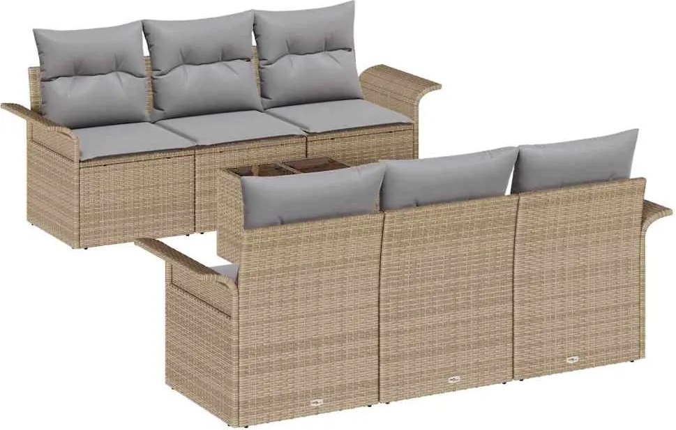 Sada zahradních pohovek 7 ks Beige a šedá polyratan 3353919