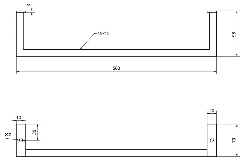 Sapho HANG držák ručníků pod umyvadlo 560x98mm, černá mat - HG560