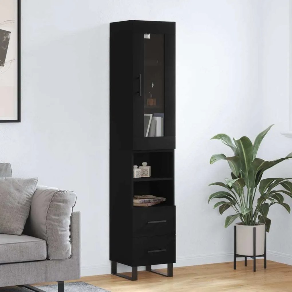 vidaXL Skříň highboard 34,5 x 34 x 180 cm kompozitní dřevo [3199321] Barva: Černá