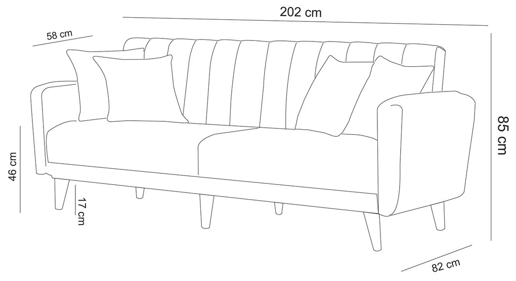 Atelier del sofa Rozkládací pohovka AQUA zelená 202 cm 867UNQ1359