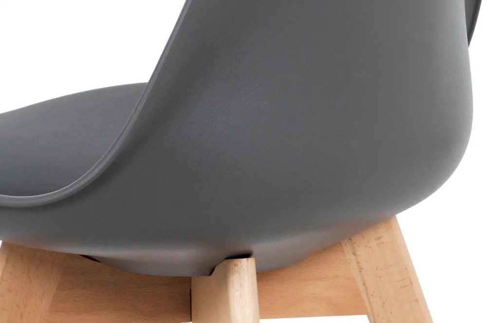 Jídelní židle Autronic CT-752 GREY – plast / PU kůže / masiv buk