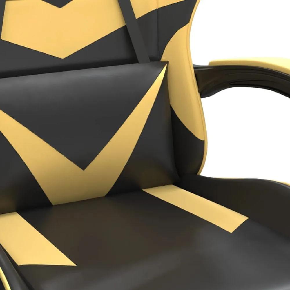 Petromila Otočná herní židle s podnožkou černá a zlatá umělá kůže