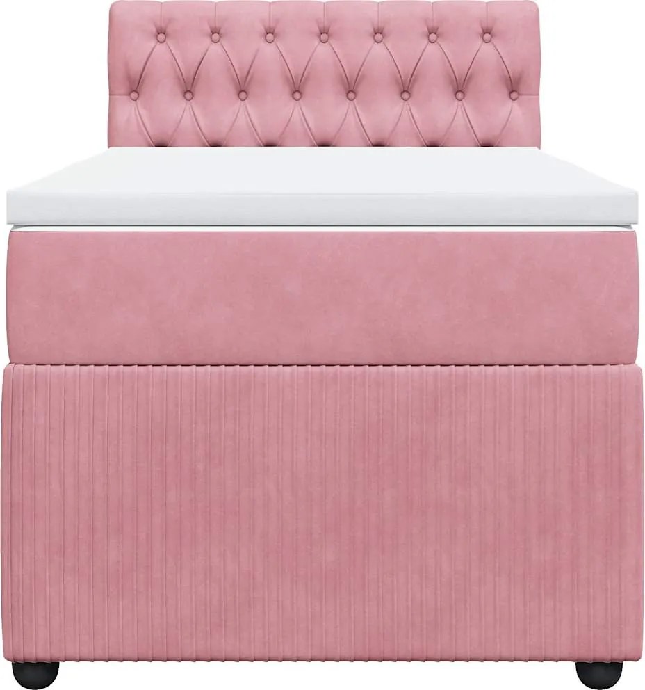 Box spring postel s matrací růžová 90x190 cm samet 3289925