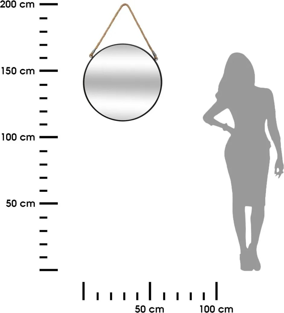 Závěsné zrcadlo Round2, černé