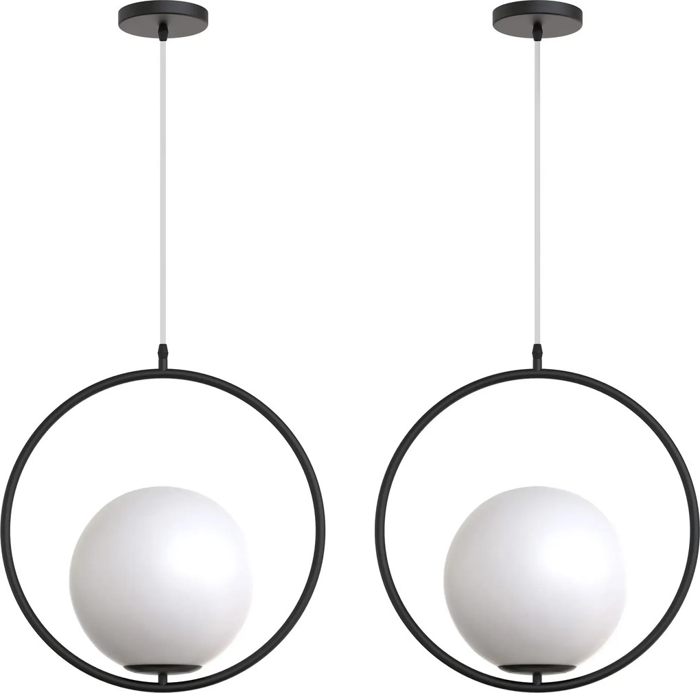 Toolight Toolight, stropní závěsné svítidlo, bílá skleněná koule, 1xE27, G110-1W, bílá-černá, OSW-09735