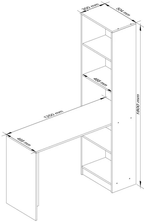 Psací stůl s regálem Smart bílý
