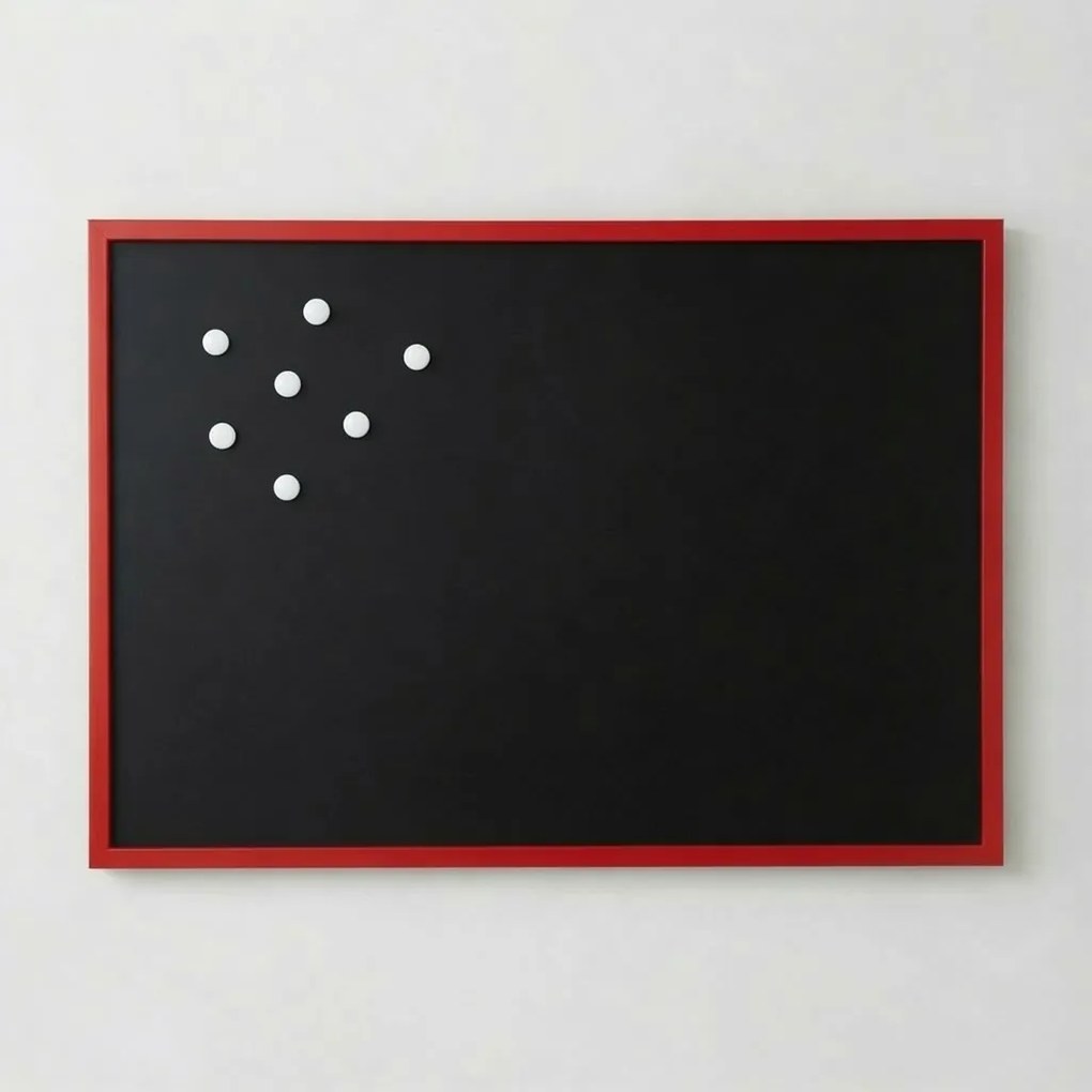 Toptabule.sk Černá magnetická tabule v červeném dřevěném rámu COLOR 100×150 cm