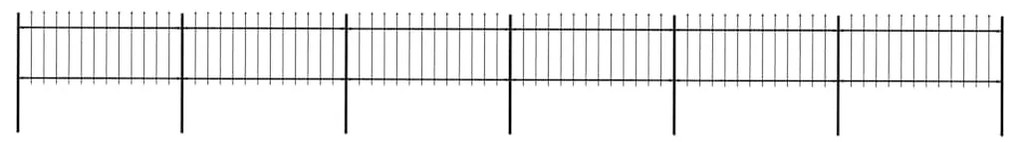Zahradní plot s kopím nahoře ocelový 1005 x 80 cm černý 277607