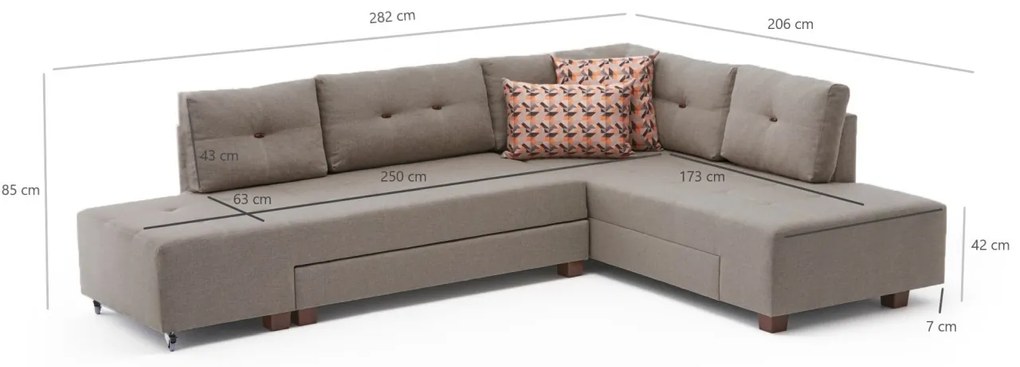 Atelier del Sofa Rohová sedací souprava Manama Corner Sofa Bed Right - Cream, Krémová