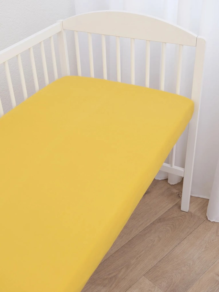 MK Lůžkoviny Jersey prostěradlo do postýlky Classic 60 × 120 cm - hořčicová