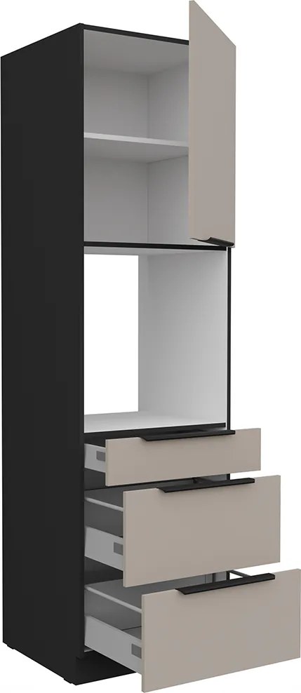 ARIA cb | vysoká skříňka 60 DPS-210 3S1F na vestavnou troubu | PREMIUM BOX | 60 cm | ANTI FINGERPRINT povrch | černá/béžová
