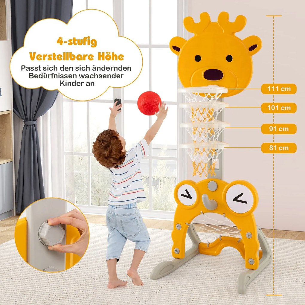 Costway 4 ve 1 Activity Center s basketbalovou a fotbalovou brankou a házením