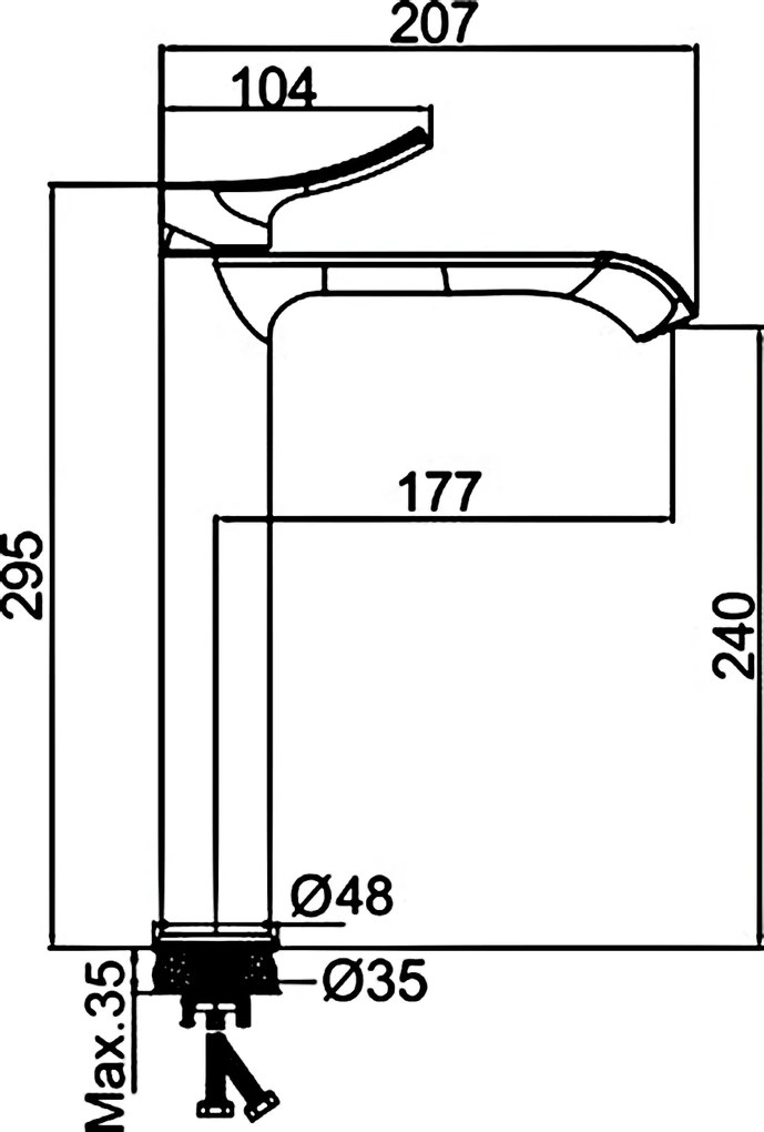 Sapho Suga umyvadlová baterie stojánková vysoká bez výpusti šedá TJ006GM