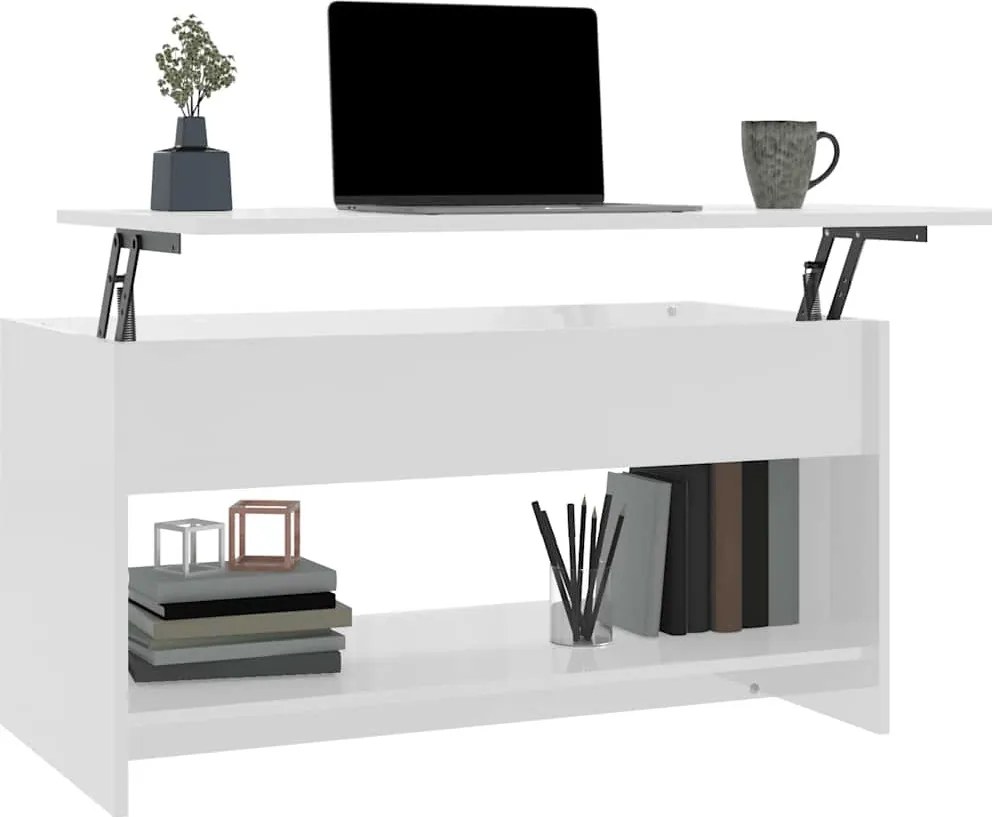 vidaXL Konferenční stolek 102 x 50 x 52,5 cm kompozitní dřevo [809647] Barva: bílá s vysokým leskem