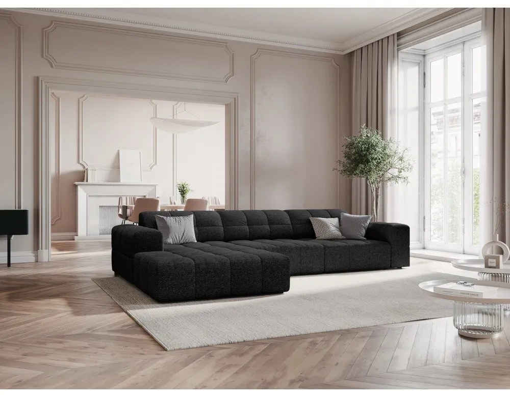 Antracitová rohová pohovka (levý roh) Chicago – Cosmopolitan Design