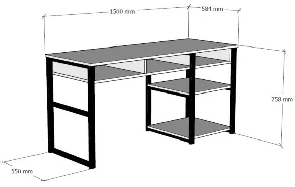 Hanah Home Počítačový stůl Emro, Ořech, Černá