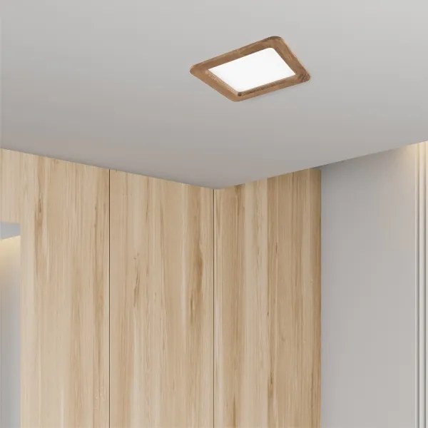 LED Podhledové svítidlo WOODY SPOT LED/17W/230V 3000K ořech 18,5x18,5 cm