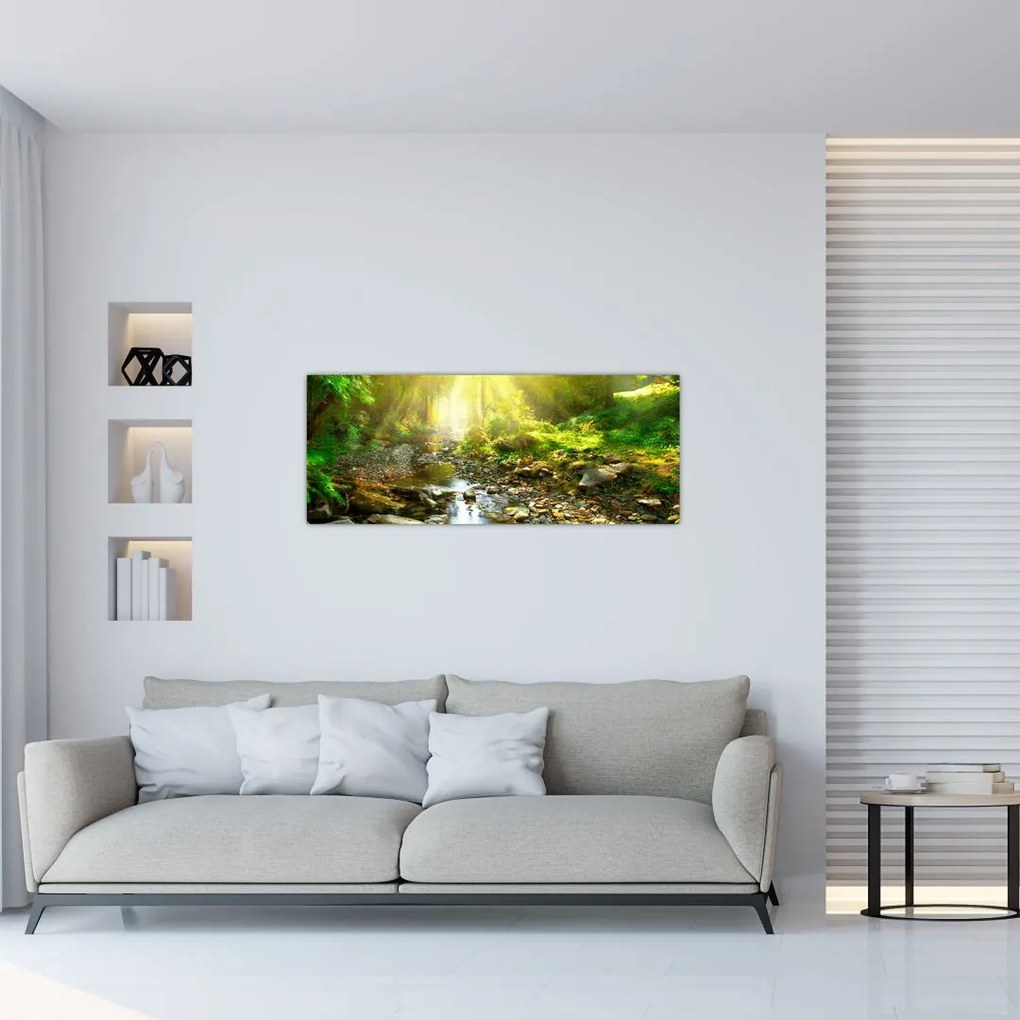 Obraz řeky v zeleném lese (100x40 cm), 40 dalších rozměrů