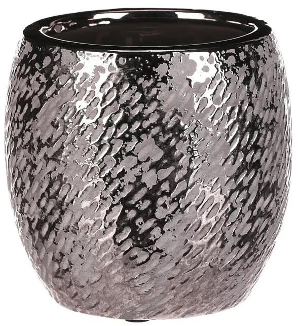 Keramický obal na květináč stříbrná Silver pr. 14 cm, stříbrná