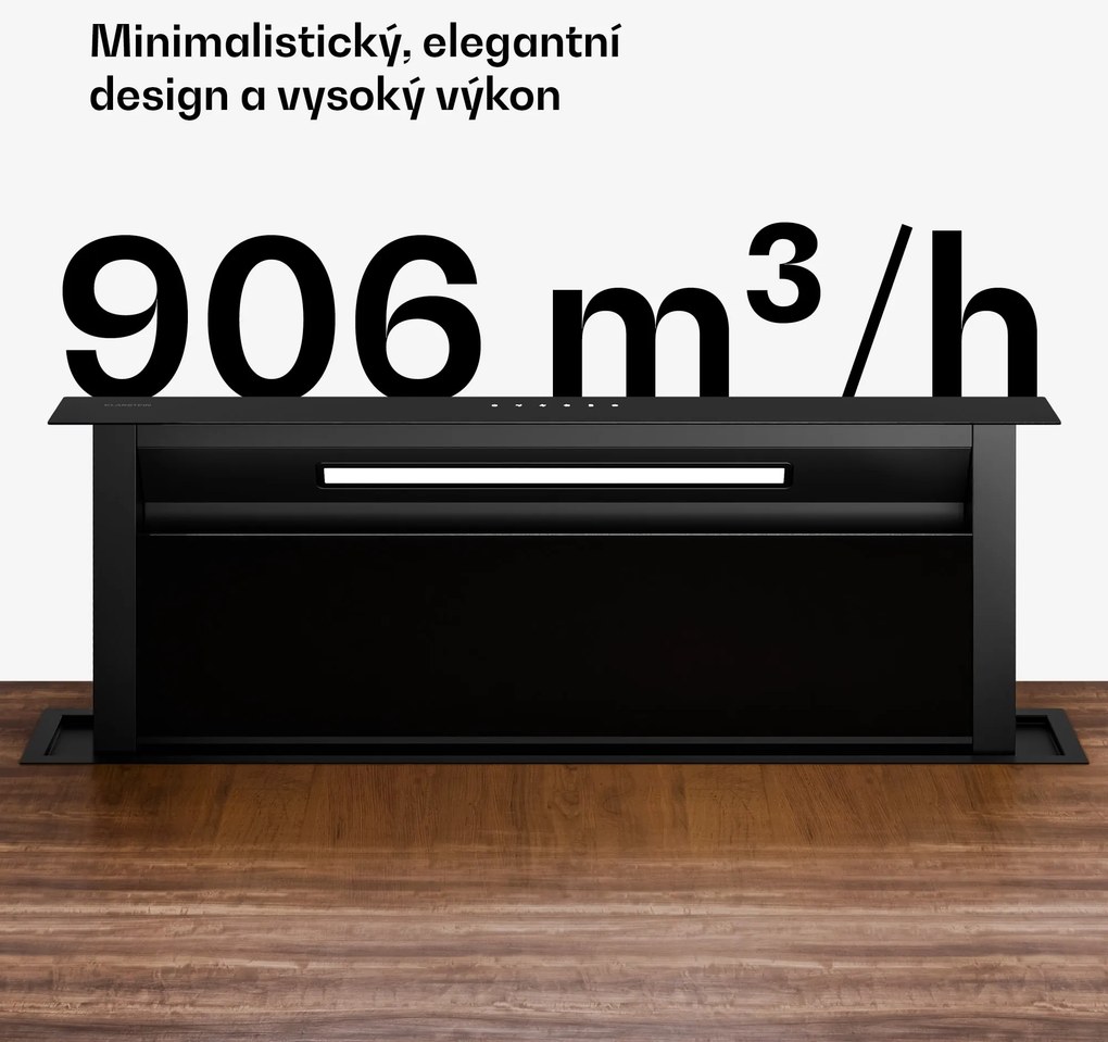 Klarstein Velaire Downdraft systém | Elegantní, minimalistický, výkonný | Třída A++ | 906 m³/h | 90 cm
