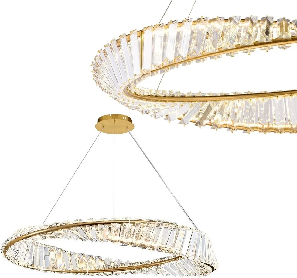 Křišťálový závěsný LED lustr APP1201-CP 50 cm zlatý/neutrální bílá
