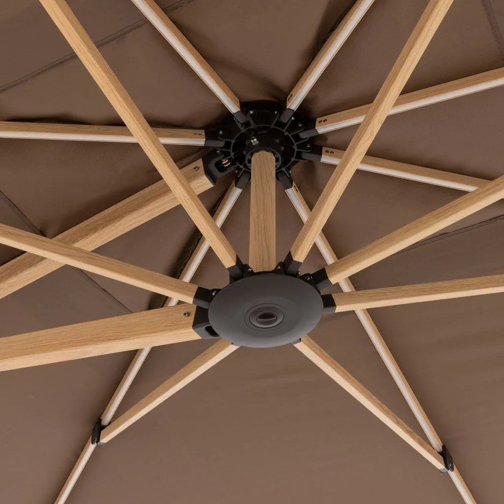 Doppler ALU WOOD XL 4x3 m - výkyvný zahradní slunečník s boční tyčí - Rozbalené zboží (S325)