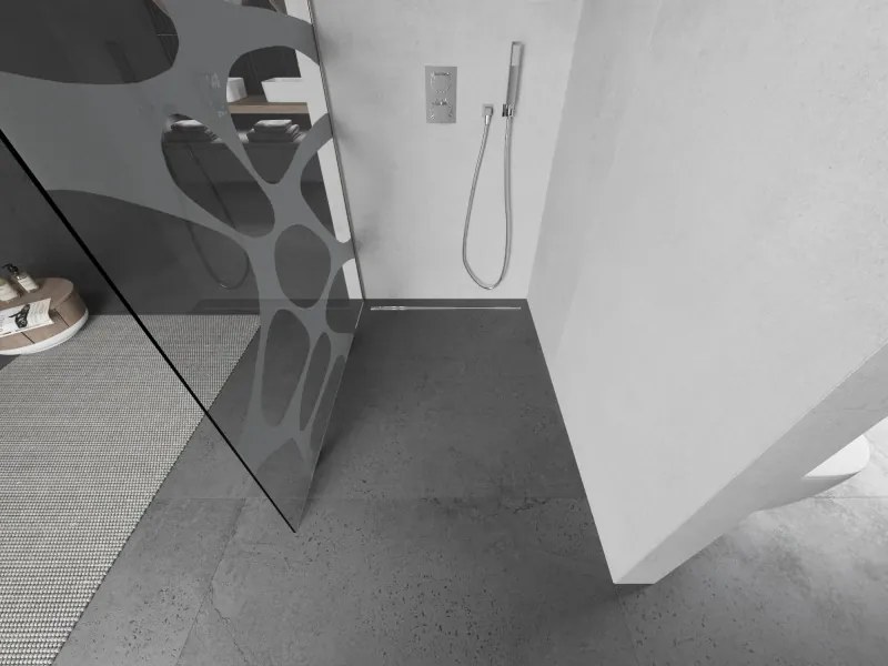 Mexen Kioto, sprchová zástěna Walk-In 80 x 200 cm, 8mm čiré sklo bílý vzor, broušená ocel profil, 800-080-101-97-97