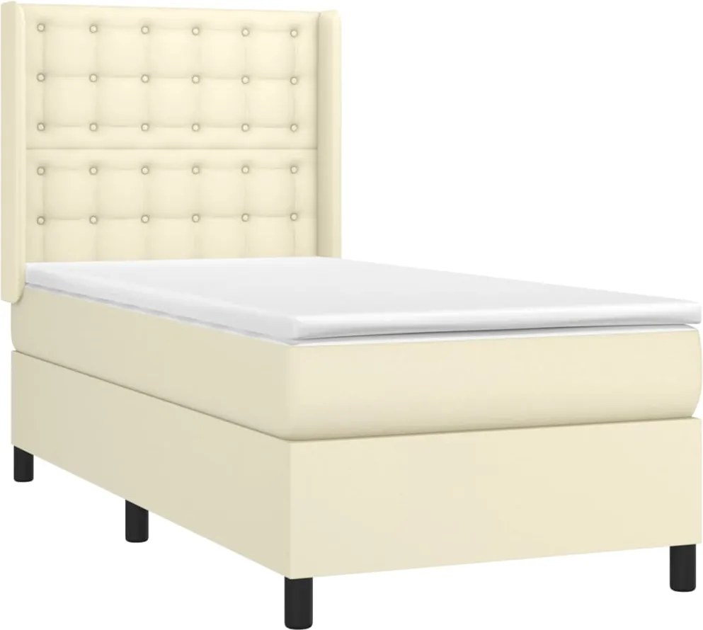 Box spring postel s matrací a LED krémová 80x200 cm umělá kůže 3139351