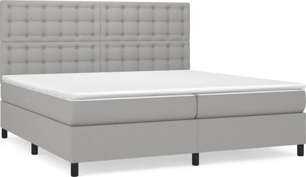 Box spring postel s matrací světle šedá 200 x 200 cm textil 3142121