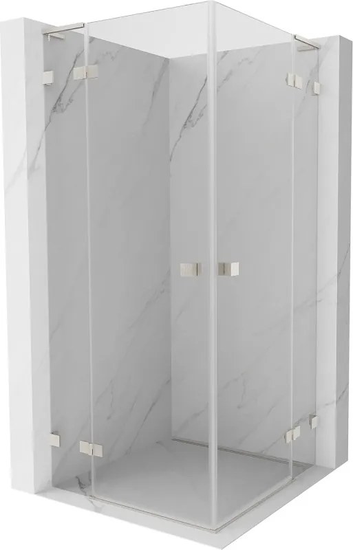 Mexen Lunar, L Duo výklopný sprchový kout 95 x 95 cm, 8mm čiré sklo, ocelový profil, 834L-095L-095P-97-00