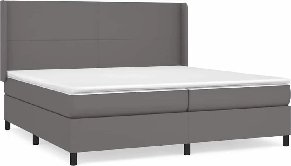 Box spring postel s matrací šedá 200x200 cm umělá kůže 3132403