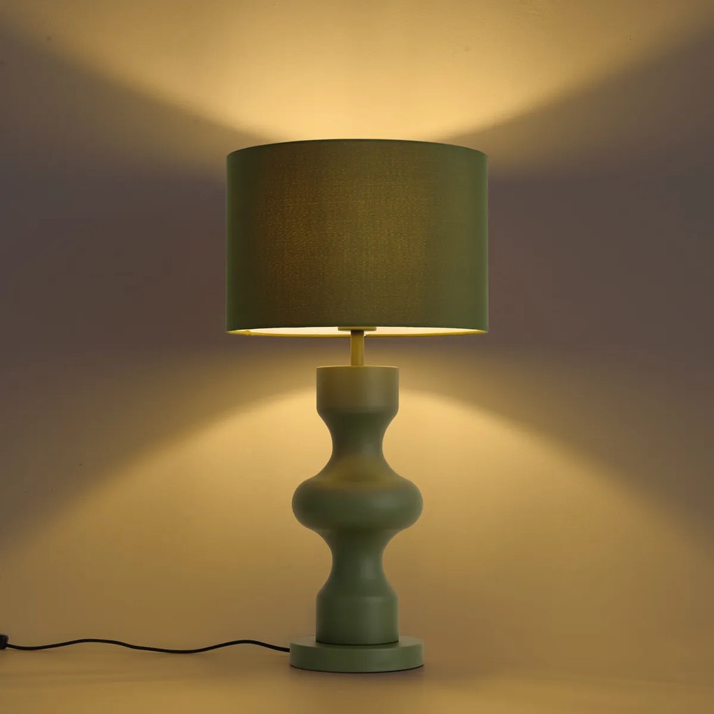 Retro stolní lampa zelená s látkovým stínidlem - Captain
