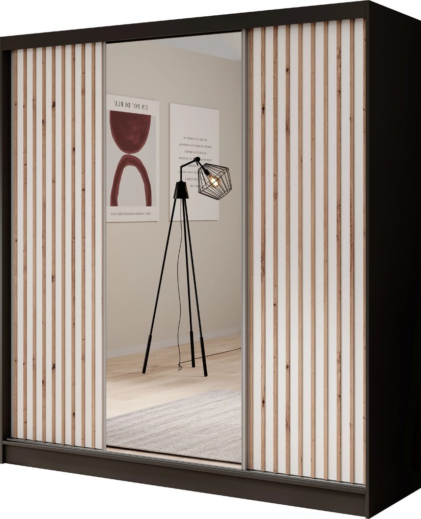 ADRK Furniture Šatní skříň s zrcadlem Ida 200 ADRK-SW-IDA-BW-200