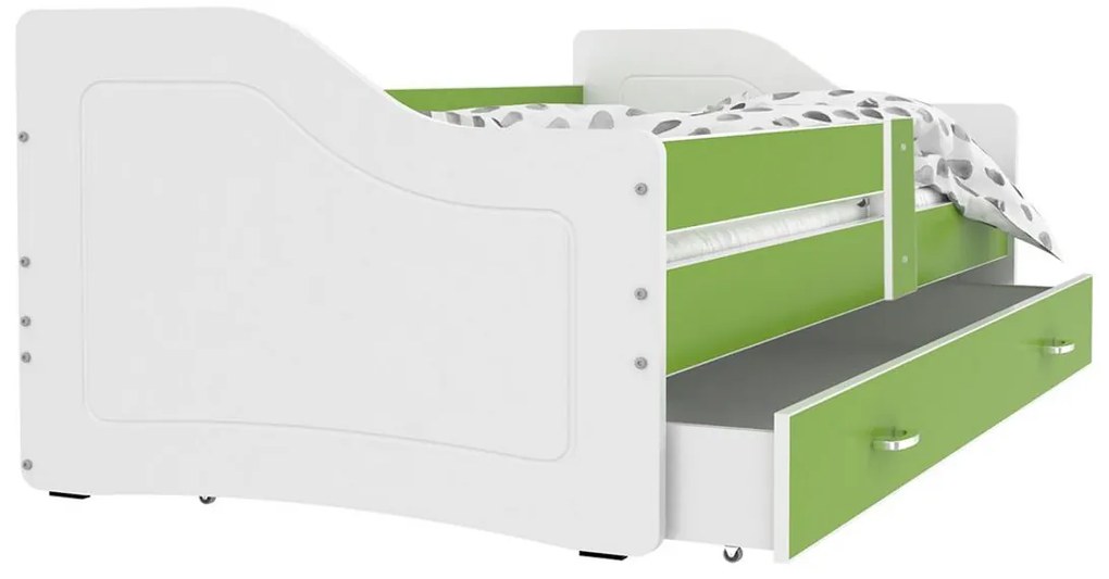 Dětská postel SWEETY P1 COLOR, 180x80, zelená/bílá
