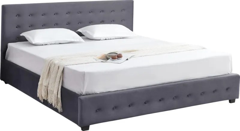 Postel MINDY 180x200, šedá Velvet látka s úložným prostorem Kondela 0000399608