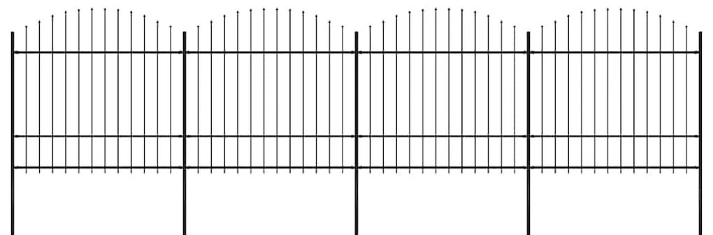 Zahradní plot s kopím nahoře ocelový 671 x 175 cm černý 277742
