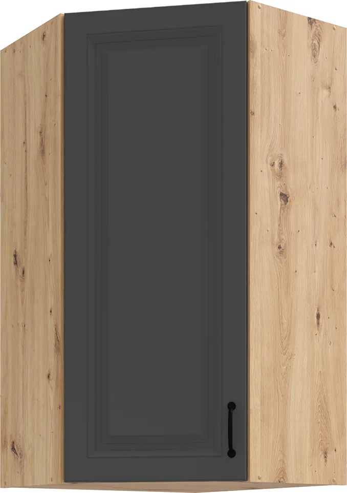 STILO gr | horní skříňka 60x60 GN-108 1F (45°) rohová s policemi | EXTRA VYSOKÁ | UNI dvířka | artisan/grafit