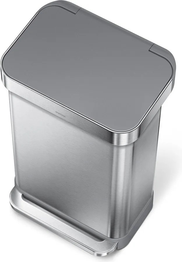 Nášlapný ocelový odpadkový koš ve stříbrné barvě 45 l – simplehuman