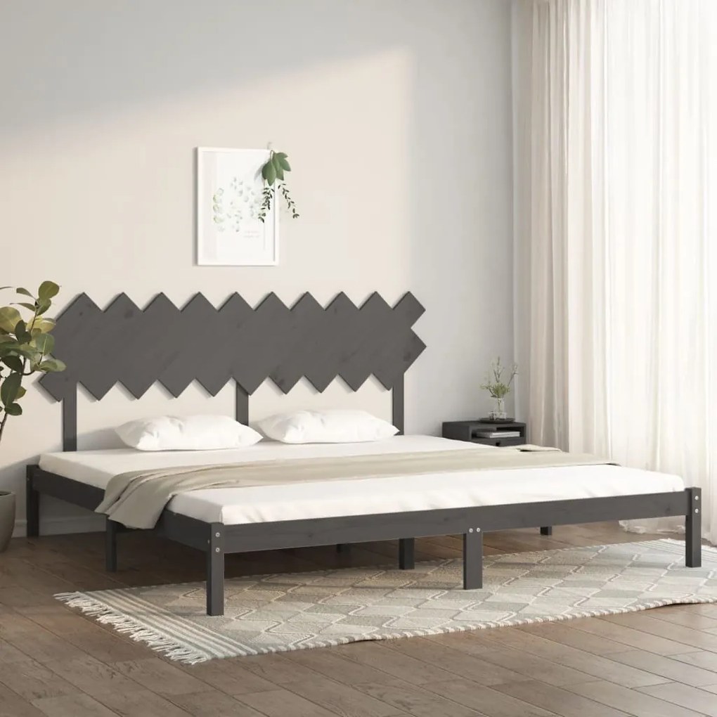 Rám postele šedý 200 x 200 cm masivní dřevo 3104890