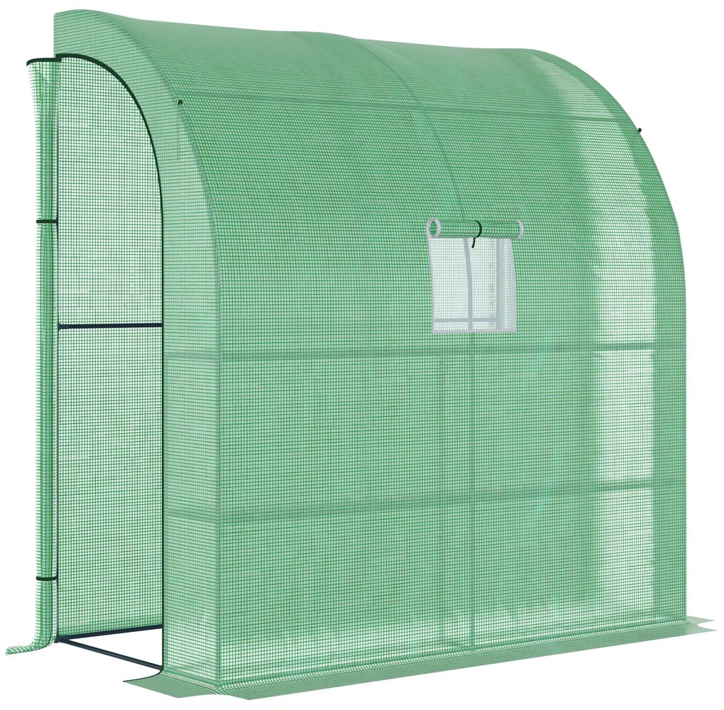 Fóliový skleník Outsunny Skleník 200 x 100 x 215 cm se 2 dveřmi, UV ochrana, ocel a PE pro pěstování rostlin, zelený
