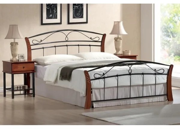 Manželská postel dvoulůžko ATLANTA, dřevo-kov, 160x200 cm KN nábytek